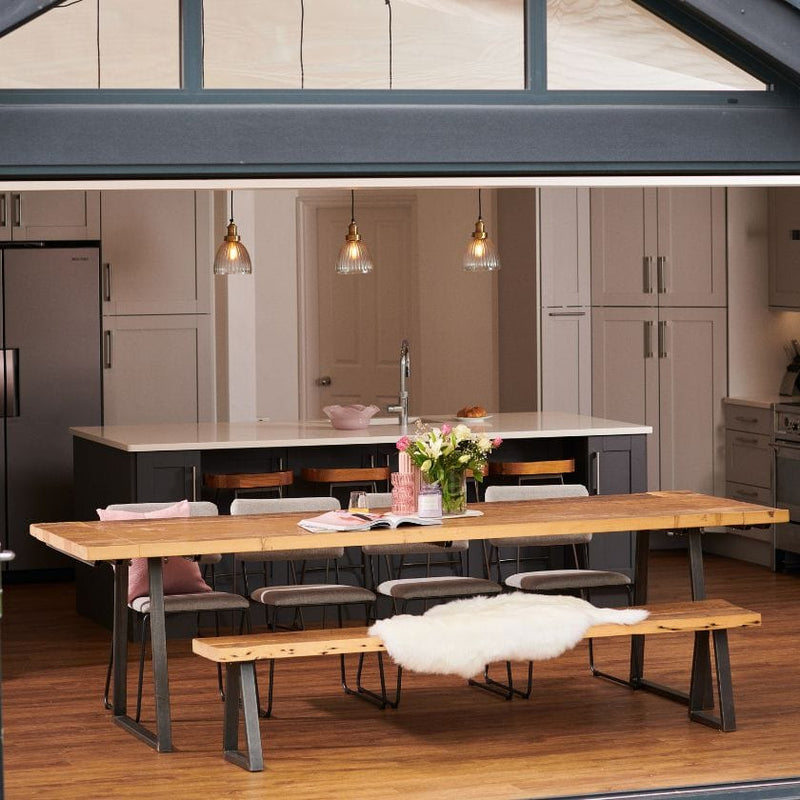 Bespoke Collection - Rustic Wood Dining Table - Chunky Triangle Frame ...