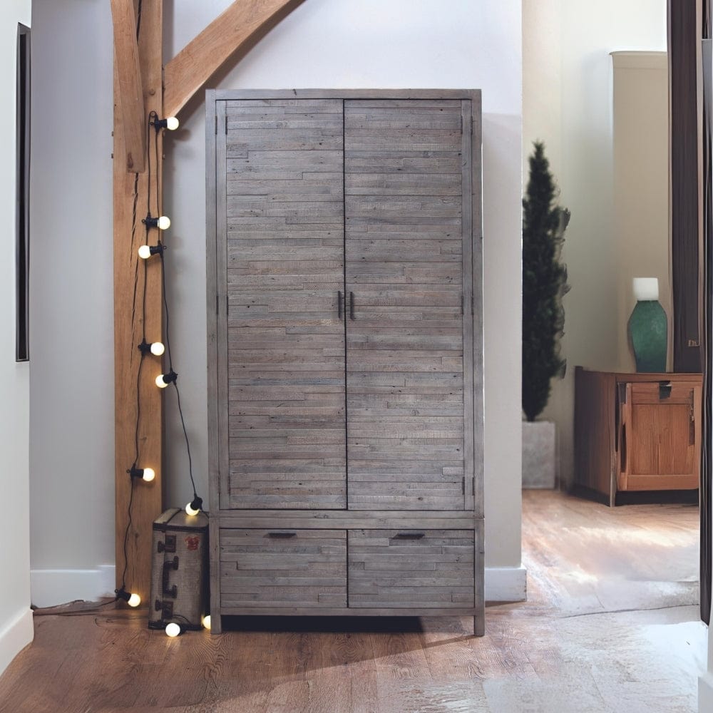 Florence Collection Reclaimed Wood Double Wardrobe Hemming Wills