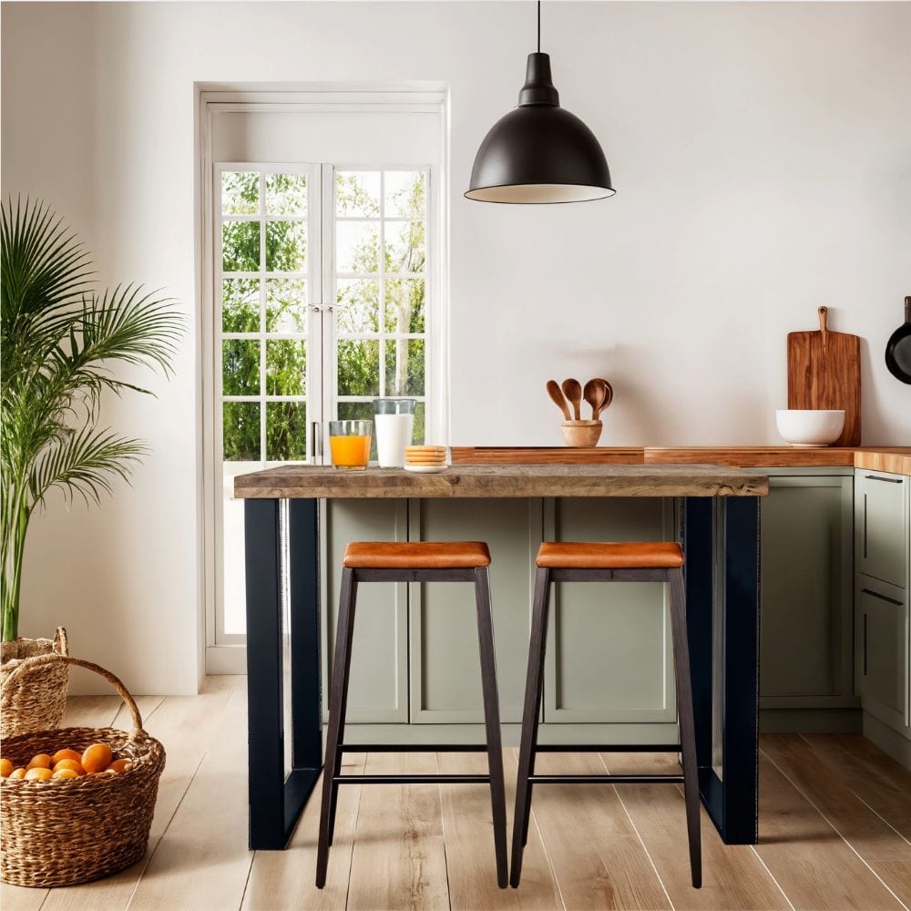Bespoke Collection Rustic Wood Breakfast Bar Table Chunky U Base Hemming Wills